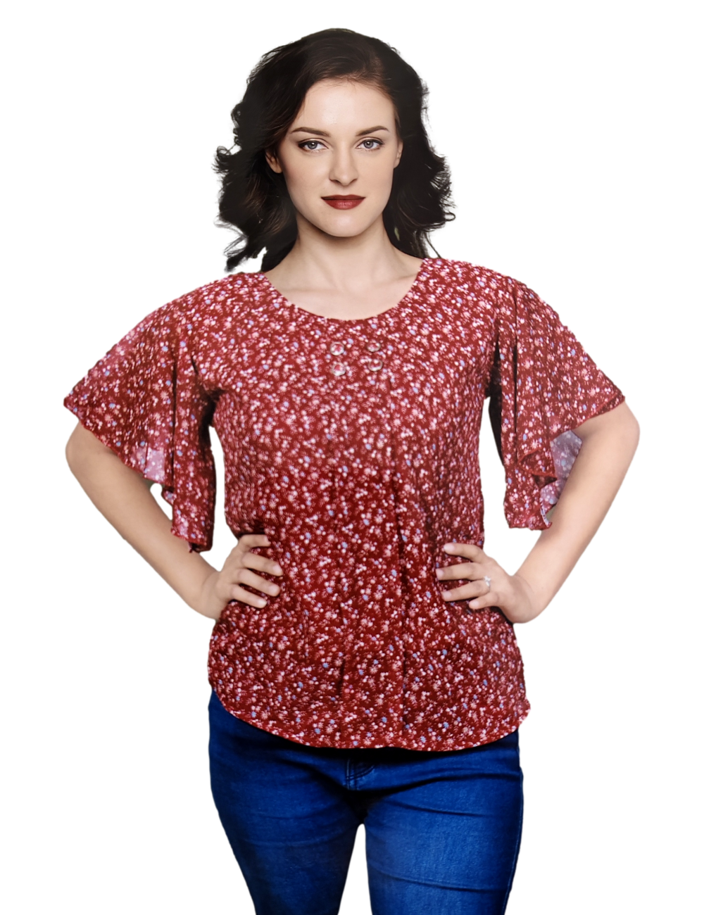 Chiffon Western Top for Women - Surmayee